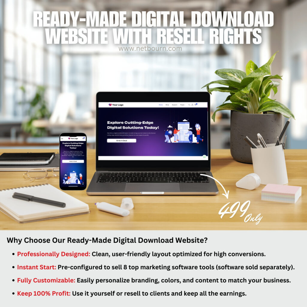 Ready-Made Digital Download Website with Resell Rights! - Netbourn